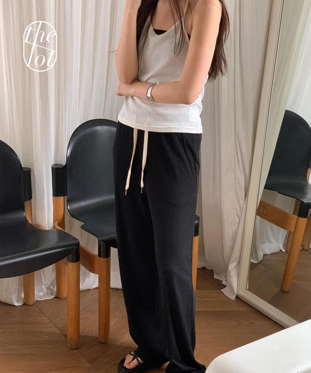 더롯 (당일) [jinsim] 진심 써머 릴렉스 팬츠 밴딩 골지 일자 와이드 트레이닝 바지 (3color) (여름신상)