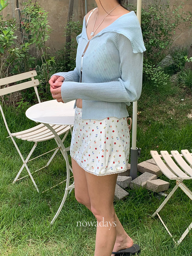 나우어데이즈 아미먼트 오픈 숄더 가디건 린넨 썸머 긴팔 슬림핏 골지 니트 cd (4col)