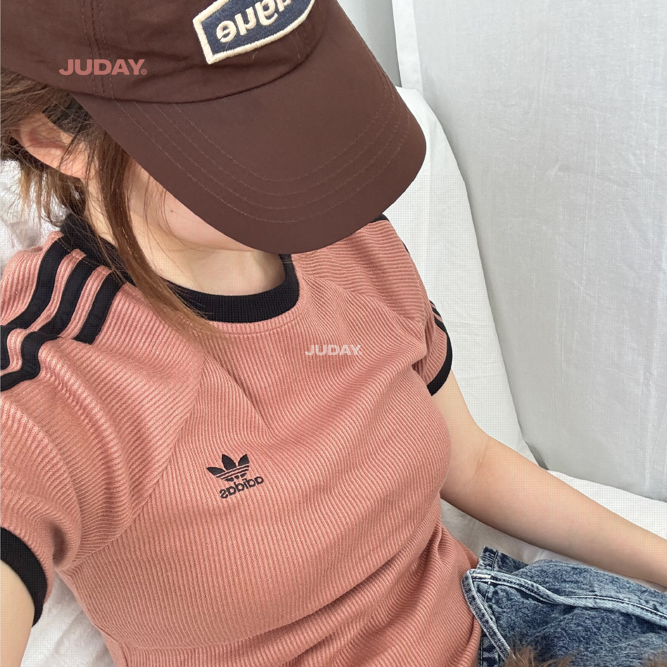 주데이 아디다스 삼선 슬림 티셔츠 로즈브릭 블루던 IC5464 IC5462