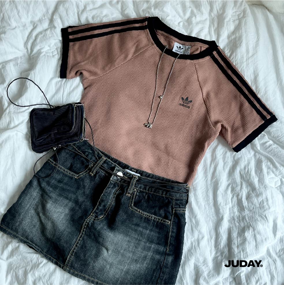 주데이 아디다스 삼선 슬림 티셔츠 로즈브릭 블루던 IC5464 IC5462