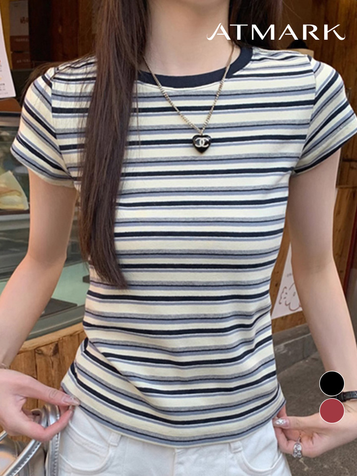 포스티 - [1+1] ATMARK 슬림캐주얼믹스단가라티셔츠_AA53TS029G_SET