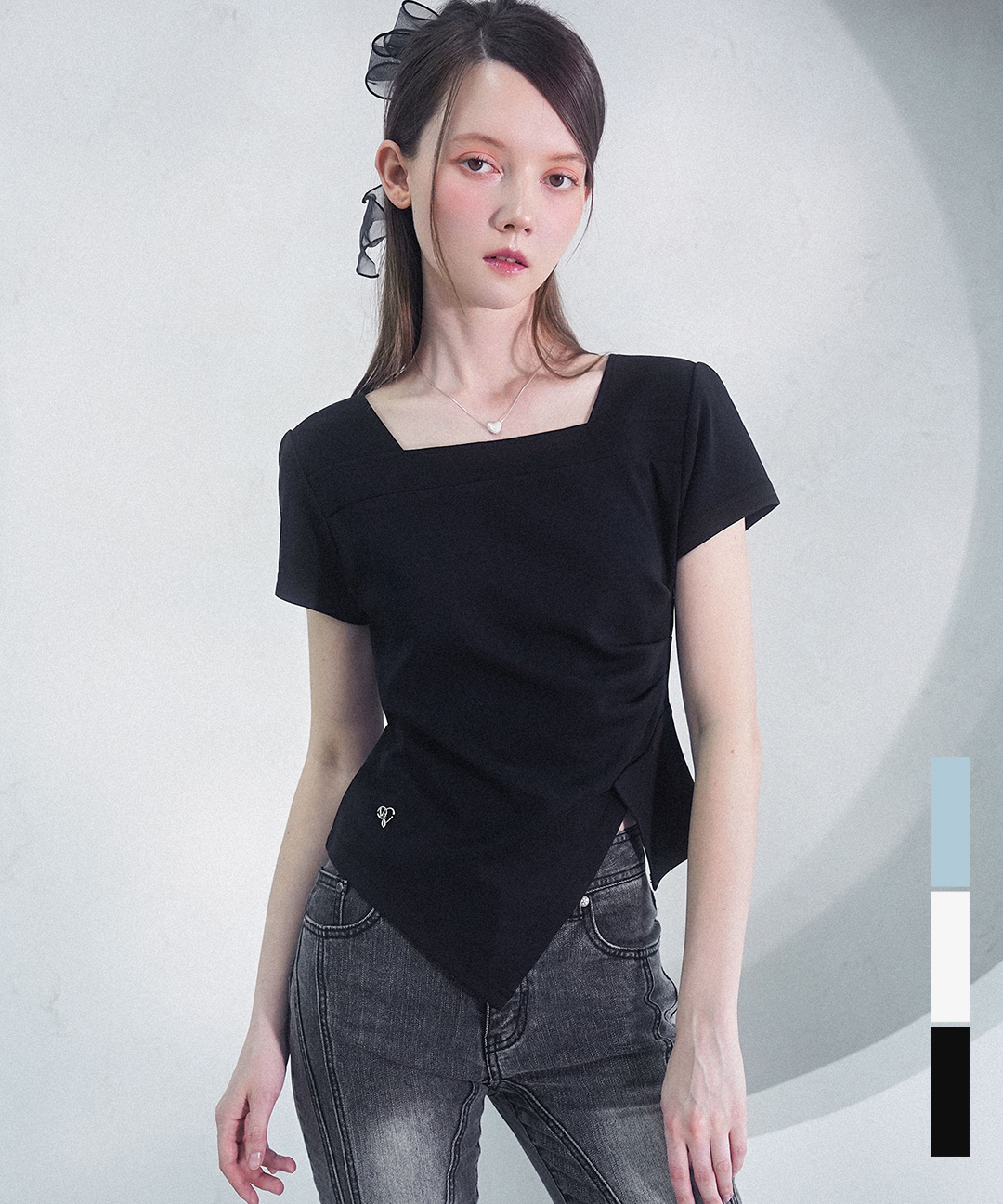 비바셔스 Elegant Side Tuck Short T-shirt - 3COL