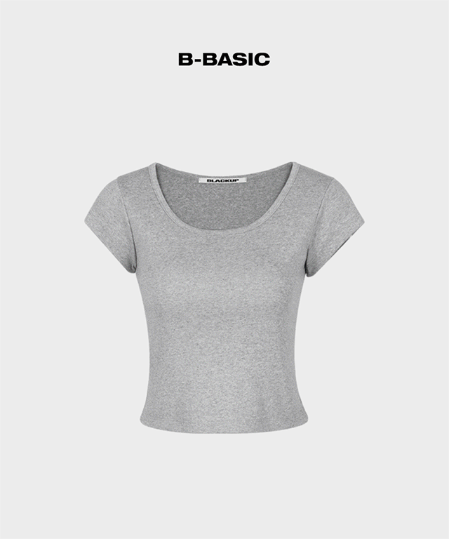 블랙업 [1천장판매] [B-BASIC] 쿨 스탠다드 유넥 크롭 반팔티 (2SIZE)