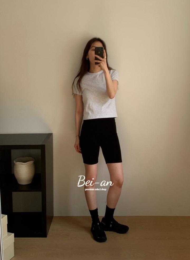 바이안 fllanel 플라넬 바이커 쇼츠 골지 썸머 블랙 크롭 스판 바지