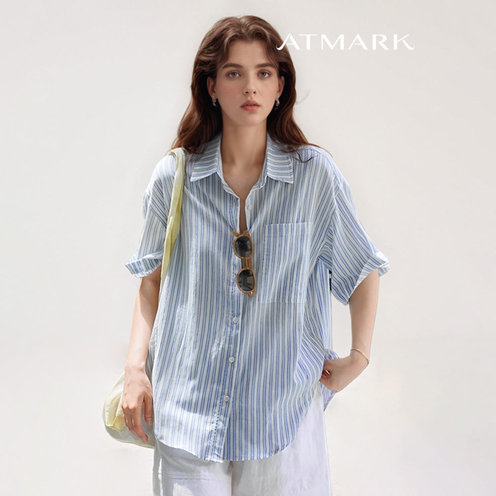 포스티 - ATMARK (77까지)캐주얼마린스트라이프셔츠_AA53SH026G