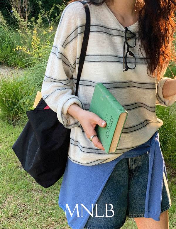 디어먼트 🌴[장마룩☔/여름니트/살안타템][직진배송][MNLB] 샤벳 썸머 스트라이프 루즈핏 니트