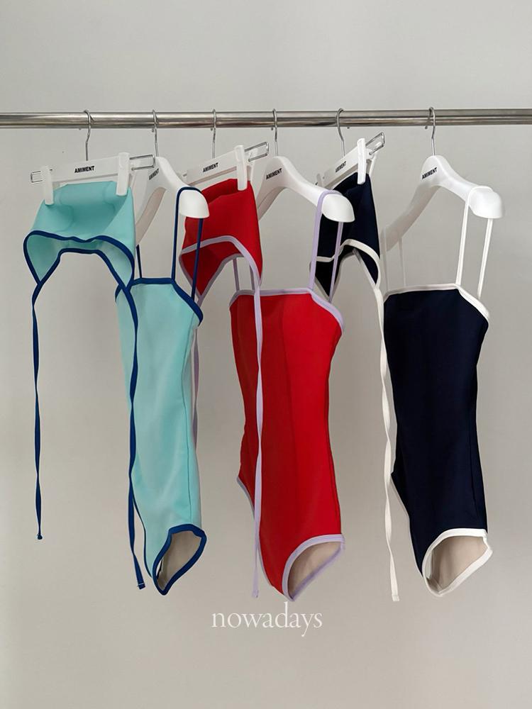 나우어데이즈 아미먼트 햇 모노키니 세트 데일리 스윔웨어 모자 원피스 수영복 set (3col)