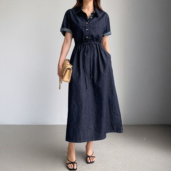 뮬랑 (뮬랑) M. 코지 스트링 데님 원피스 (2col)[드레스D0328N07]