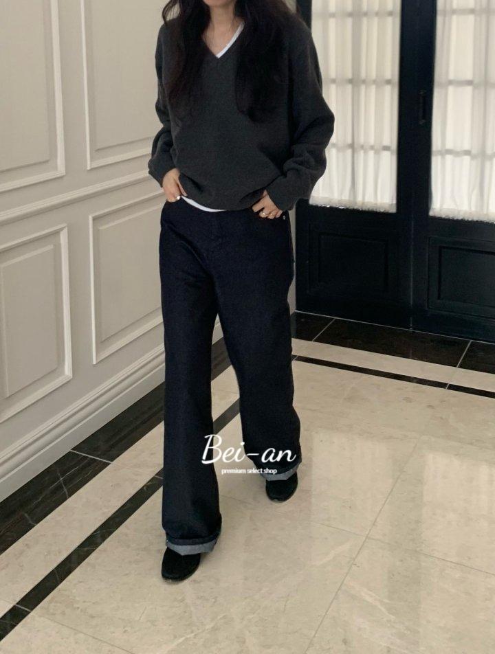 바이안 (10월 마지막주 출고) fllanel 플라넬 논페이드 데님 진청 일자 롤업 바지 진