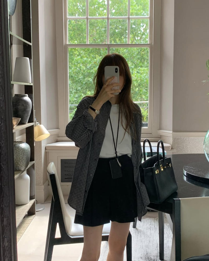 나우어데이즈 OUNCE 온스 마론 체크 셔츠 긴팔 카라 데일리 베이직 남방 (2col)