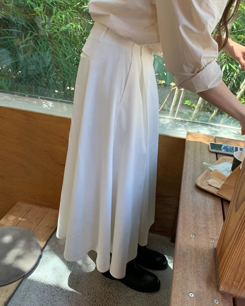 나우어데이즈 검S 당일 / OUNCE 온스 핀턱 플레어 스커트 코튼 A라인 롱 치마 (2col)